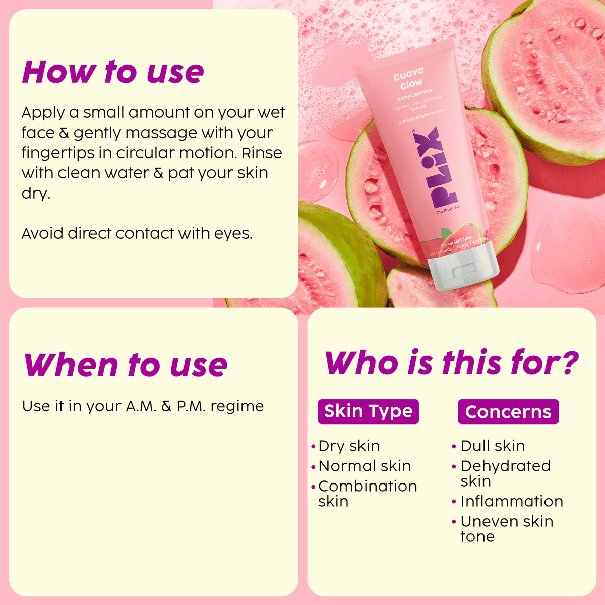 Buy Plix Guava Glow Vitamin C Cleanser, 100ml Online – Indicrest.com