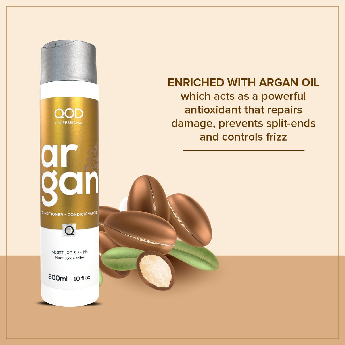 QOD Argan Conditioner 300ml Hydrating and Smoothing Hair Care ...