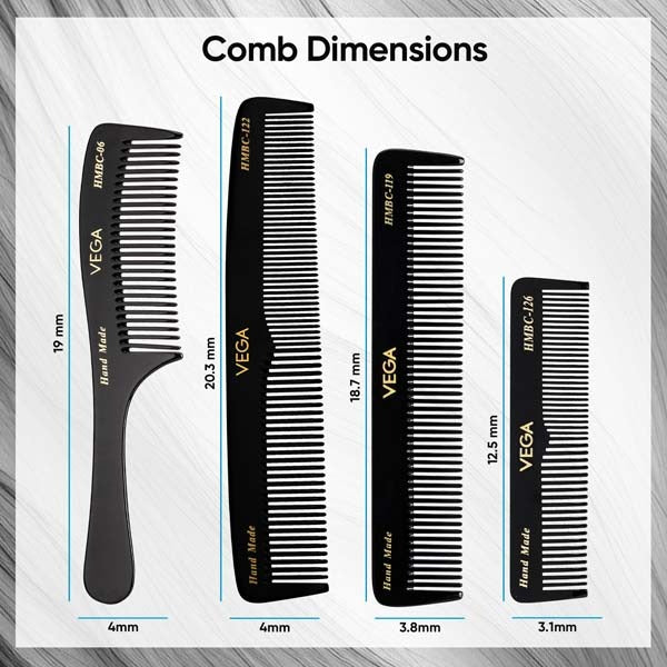 Vega Handcrafted Black Combs (Set of 4 combs) - HMBCS-02 – Indicrest.com
